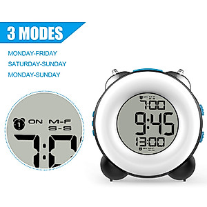 Banne Loud Alarm Clock for Heavy Sleepers with Dual Alarm Night Light Bedside Battery Powered (Black)