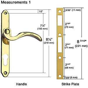 HTH HTHomeprod Solid Brass Lever Handle Set for Screen / Storm Door, Double Cylinder Mortise Lock Added Security, Fit for 1 in. Or 1.38 in. Thickness Door, Polished Brass