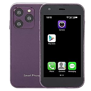 Yunseity Mini Smartphone Unlocked, SOYES XS15 WiFi Smartphone Quad Core for Android 8.1, 2GB RAM 16GB ROM, Ultra Thin Body HD Camera Backup Cellphone, Dual SIM Card & Dual Cameras (Violet)