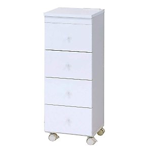 Crocio Slim Wagon, Laundry Storage, White, With Casters, Width 11.8 inches (30 cm)