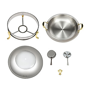 Roll Top Chafing Dish Buffet Set, 2.5L Round Chafing Dish for Buffet, Buffet Servers and Warmers, Food Warming Trays for Buffet and Parties, Gold, Stainless Steel