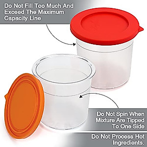 ARCOOLOR Pint Containers with Silicone Lids 4 Pack Replacement for Ninja Pints and Lids, Compatible with NC299AMZ & NC300s Series Ice Cream Maker with E-Cookbook, Airtight & Dishwasher Safe (Mix2)