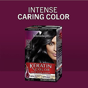 Schwarzkopf Keratin Color Permanent Hair Color Cream, 1.0 Black Onyx