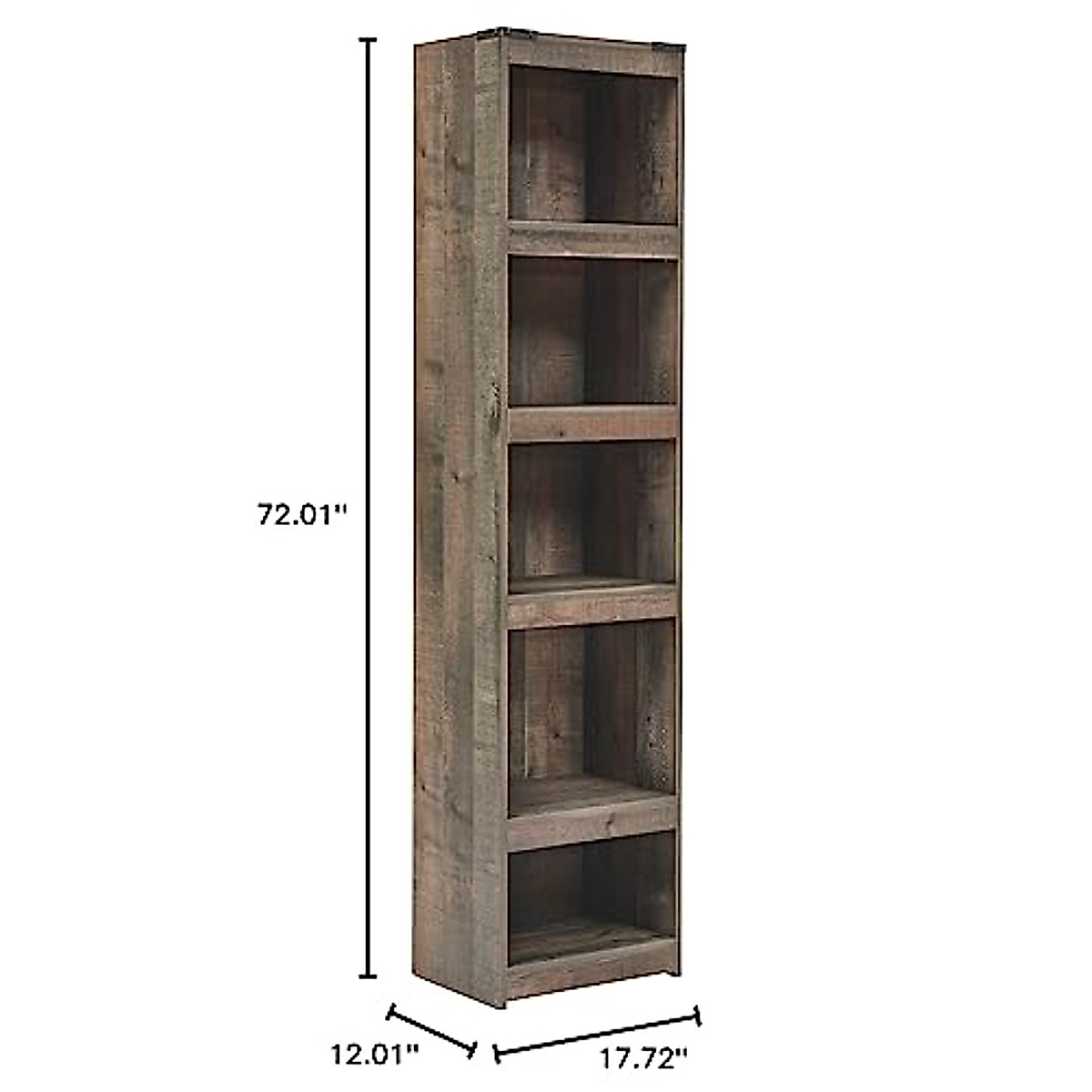 Signature Design by Ashley Trinell Rustic Entertainment Center Pier Bookcase with 3 Adjustable Shelves, Natural Brown