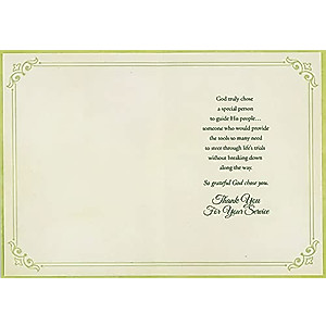 Designer Greetings Outline Of Praying Hands on Green Clergy Appreciation Day Card