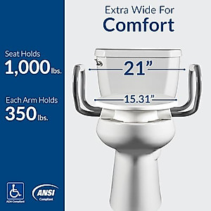 Bemis 7YR85320H20 Assurance with Clean Shield Toilet Support Arms Attachment, Round 3" Raised Seat with Bidet Bundle, White