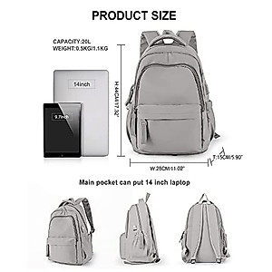 Small Backpack For School Girls Boys Aesthetic Lightweight Travel Daypack Simple Cute Backpack For Women Men Waterproof College High School Bookbag Fit 14 Inch Laptop With USB charging port,Rrey Brown