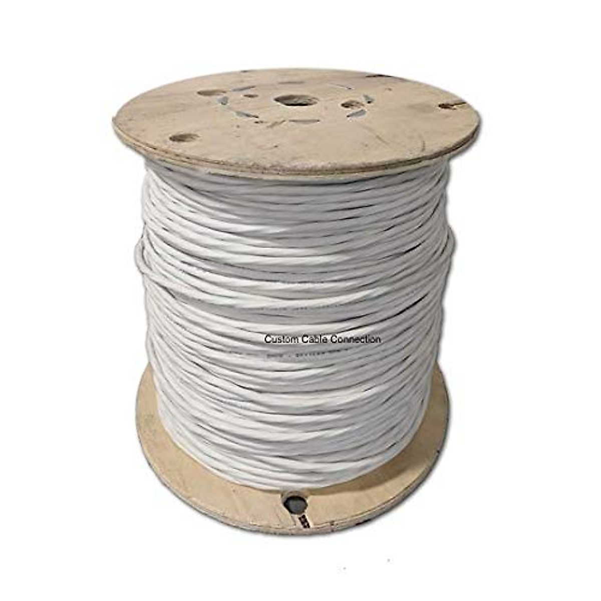 Custom Cable Connection 18 AWG 2 Conductor Stranded Shielded Plenum Cable White CL3P Jacket for Security/Alarm/Access Control/Sound - 1000 FT Spool