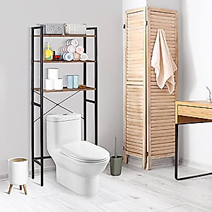 ZenStyle Over The Toilet Storage, 3-Tier Bathroom Space Saver Storage Organizer, Multifunctional Toilet Stand Rack, Easy to Assembly, Rustic Brown