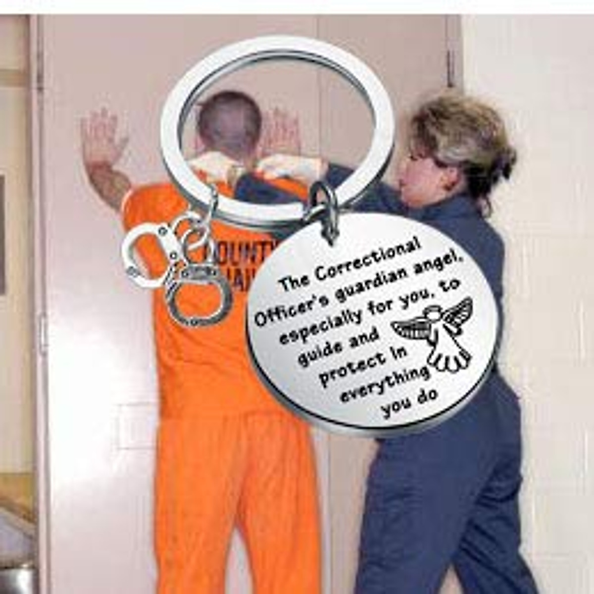 FEELMEM Correctional Officer Prayer Jewelry A Correctional Officer's Guardian Angel Protect in Everything You Do Keychain Gift for Jailer Prison Guard (The Correctional)