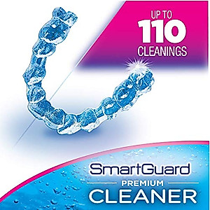 SmartGuard Premium Cleaner Crystals & Cleaning Case -(110 Cleanings)- Removes Stain, Plaque, & Bad Odor from Clear Braces, Dentures, Night Guards, Mouth Guard, & Retainers.