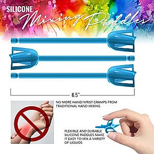 Epoxy Resin Mixer Silicone Paddles - 3 Reusable Pixiss Multipurpose Bidirectional Paint Stirrer for Drill Epoxy & Paint Mixer Drill Attachment - Paint Stirrers Epoxy Stirrer - Paint Mixer for Drill