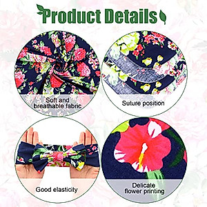 Yahenda 5 Pieces Baby Newborn Receiving Blanket with Headband Hat Set and Personalized Wood Birth Announcement Card Flower Print Baby Swaddle Receiving Blankets