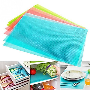 Cafurty 6 Pcs Refrigerator Liners, Can Be Cut Refrigerator Mats Waterproof Fridge Pads Vegetable Fruits Fresh Pad Drawer Table Placemats Cabinet Protective Pads Shelves Mats