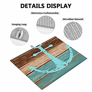 Beabes Nautical Anchor Dish Drying Mat, Rustic Wood Anchor Coral Starfish Ocean Marine Drying Mat for Kitchen Counter 18x24 Inches Quick Drying Foldable Mat