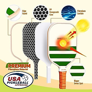 Sprypals Pickleball Paddles,USAPA Approved Fiberglass Surface with Polypropylene Core Pickleball Set Premium Pickleball Rackets Pickleball Paddle Set ​for Men Women