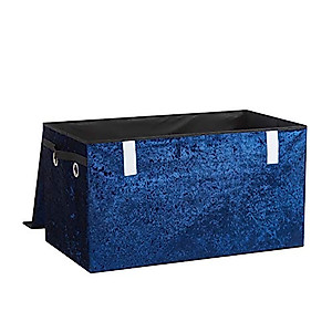 Urban Shop NK640586 Crushed Velvet Storage Trunk, Navy
