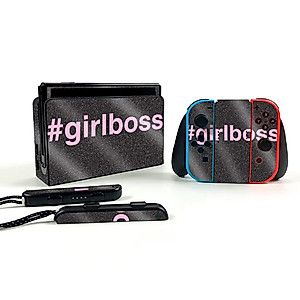 MightySkins Glossy Glitter Skin Compatible with Nintendo Switch OLED - Girl Boss | Protective Durable High-Gloss Glitter Finish | Easy to Apply, Remove, and Change Styles | Made in The USA