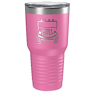 Pink Trucker Girls |Travel Tumbler Stainless Steel 30 oz Mall Crawler Rock Crawler | Design is Laser Engraved on Powder Coated Exterior | Keeps Drinks Cold 24 Hours or Hot 8 Hours