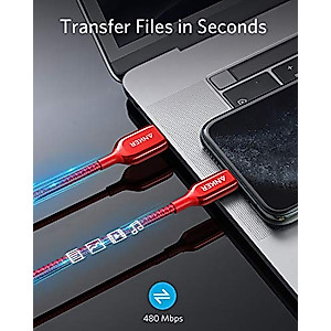 Anker Powerline+ III Lightning to USB A Cable, (6ft MFi Certified), USB Charging/Sync Lightning Cord Compatible with iPhone 11/Xs/XR/X/8/AirPods, iPad and More (Red)