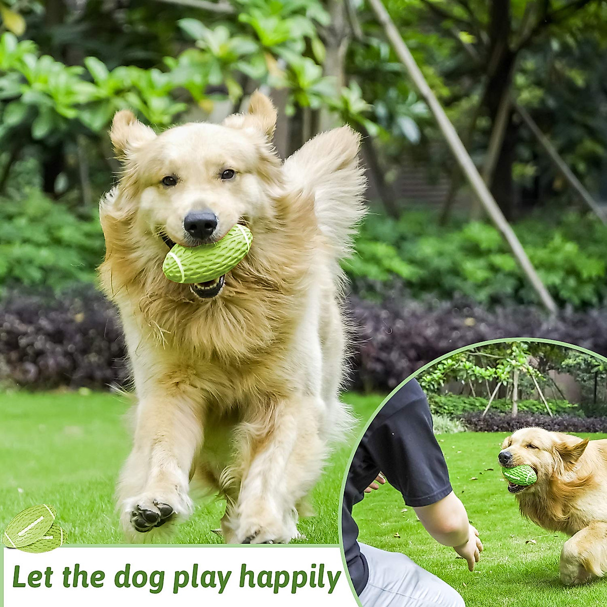 Dog Toys Ball Pet Squeaky Toys Rubber Floating Football, Interactive and Trainning Durable Chew Toys Perfect for Fetching games for Dogs, IQ Treat Ball,Best Ball For Dogs