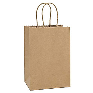 BagDream Small Gift Bags 100Pcs 5.25x3.75x8 Inches Kraft Gift Paper Bags with Handles Bulk, Paper Shopping Bags, Birthday Wedding Party Favor Bags, Brown Gift Bags for Craft Takeouts Business