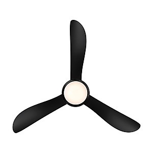 Corona Smart Indoor and Outdoor 3-Blade Flush Mount Ceiling Fan 44in Matte Black 3000K LED Light Kit and Remote Control works with Alexa, Google Assistant, Samsung Things, and iOS or Android App