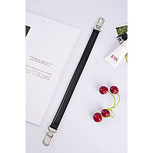 Genuine Leather Plain Strap Replacement Top Handle Leather Strap for Neonoe Handbag(Black-Silver Lock)