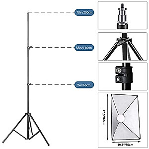 Softbox Lighting Kit, YICOE Photography Lighting Kit 2x19.7"x27.5" Continuous Lighting System with 5700K E27 LED Bulb and Remote for Portrait Product Portrait Video Fashion Photography…