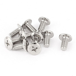 uxcell M6x12mm Male Thread Phillips Flat Head Bolt Screw Suitable for Double Bed Furniture TV Rack Wall Hanging 10pcs