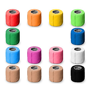 (14-Pack) 2” x 15 FT | Self Adhesive Non Woven Bandage Wrap – Breathable Self Adherent Wrap for Pets - Athletic Elastic Cohesive Bandage for Sports Injury: Ankle, Knee & Wrist Sprains (Rainbow)