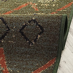 Antep Rugs Alfombras Non-Skid (Non-Slip) 5x7 Rubber Back Bohemian Distressed Moroccan Boho Low Pile Profile Indoor Area Rug (Green, 5' x 7')