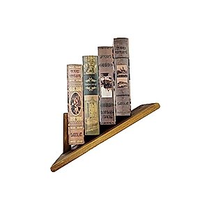 Meng Club Multi-use Rustic Long Mounted Corner Decorative Dark Wall Floating Bookshelf with 30 Degree Angle Wooden Bar for Living Room, Solid Pine Wood Wall Book Shelves Set for Hanging Coats Hook