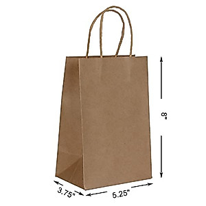 JOYIN 100 PCS Kraft Paper Bags Christmas Gift Bags with Handles, Recyclable Paper Sack, Paper Shopping Bags, Retail Merchandise Bags