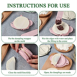 5 Pieces Bun Maker Bun Dumpling Maker Steam Filled Plastic Mold and Filling Spoon Cooking Tool Set for Kids Learning to Make Delicious Bun and Dumplings(Yellow, Pink, Beige)