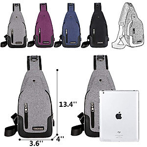 Peicees Travel Gym Bike Sling Bag Shoulder Backpack Daypack w/USB Charging Port