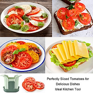 Tomato Slicer with Base, Fruit and Vegetable Slicer, Stainless Steel Kitchen Gadgets for Tomato, 7 Sharp Blades Sliced Small Multifunctional Tool for Potato, Onion, Grape