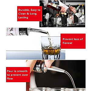 JIAYOUXILE Bottle Pourers - 10 Pcs Stainless Steel Wine Liquor Bottle Pourer Spout with Covers,Liquor Pourers Tapered Spout，for Oil, Wine, Vinegar and Liquid （Rose Gold+Dust Caps)