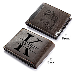 Jewelstruck Wallet for Men Custom Wallets for Men Personalized Photo Wallet Engraved Picture Initials Fathers Day Customized Gifts for Dad Husband Boyfriend Son