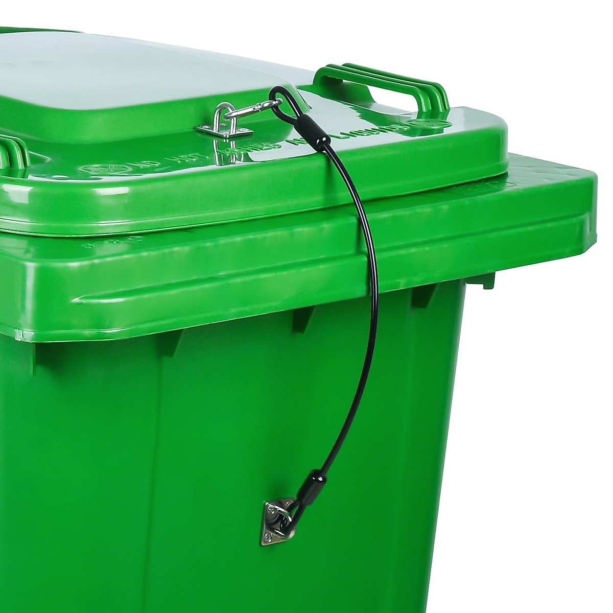 KKzozs Trash can lid Lock,Garbage can Locks for Animals 1-Pack Universal Semi-Automatic Trash can Lock Strong Wire Rope Protects Against Small Creatures Including Raccoons, Squirrels, and high Winds