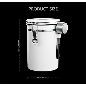 Coffee Canister, Airtight Stainless Steel Coffee Containers with Date Tracker and Scoop, 22OZ , White (Large)