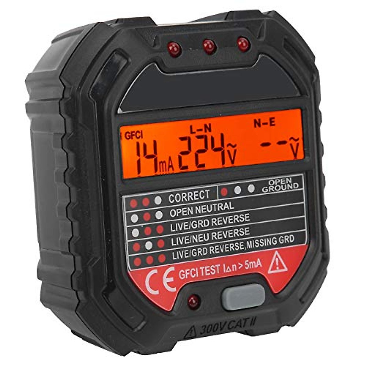HT107B Socket Tester, US 90-250V Plug Breaker Finder with LCD Display Frequency Test Electric Circuit Detector