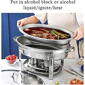 Oval Chafing Dish Set, Stainless Steel Food Warmer for Caterings Banquet Parties, Buffet Server Warming Tray with Water Pans and Fuel Holders