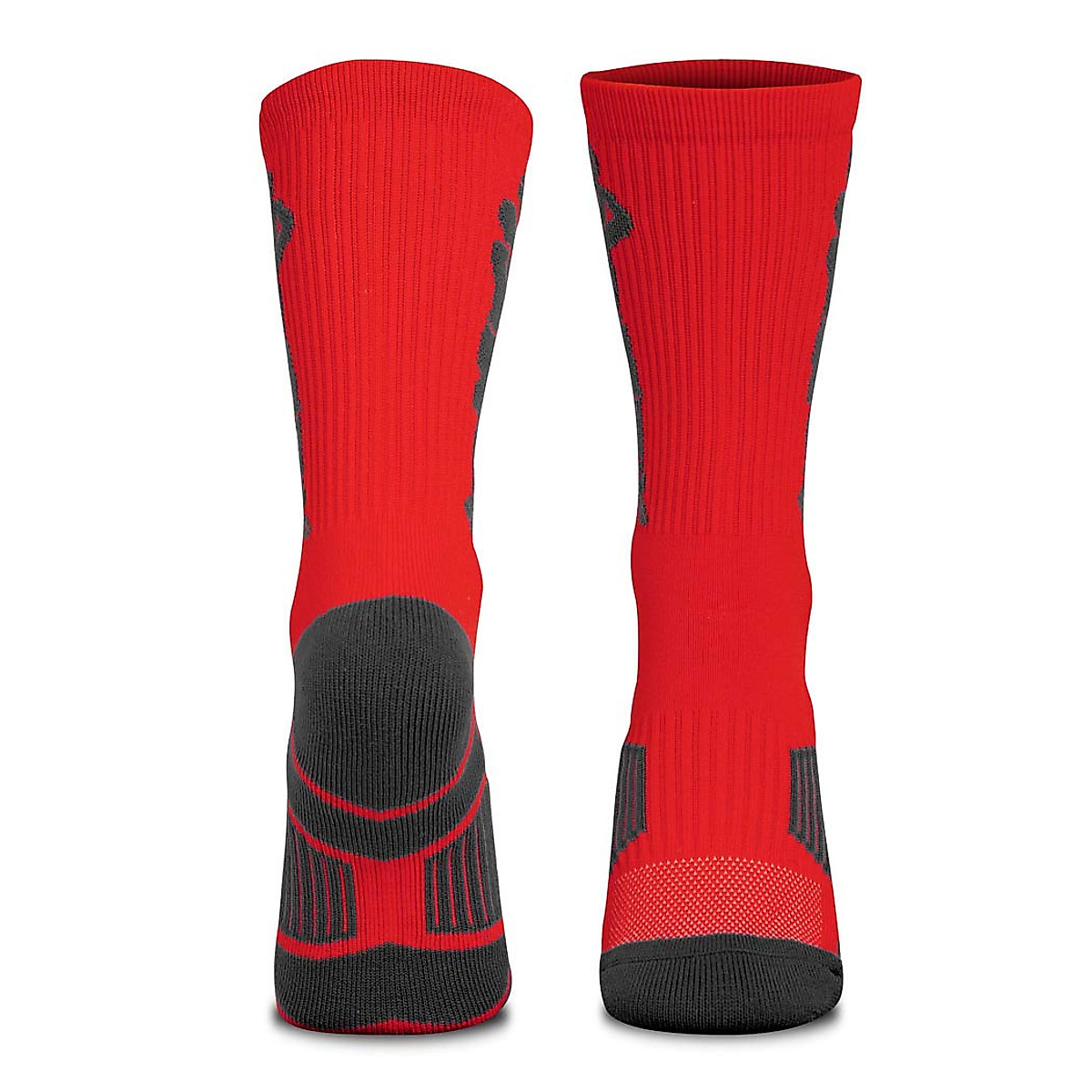 ChalkTalkSPORTS Basketball Player Woven Mid-Calf Socks | Jump Shot (Red/Black)