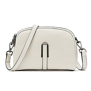ZOOEASS Genuine Leather Small Crossbody Bags for Women,Ladies Shoulder Bag Purses Multi Pocket Cross Body Purse(Beige)