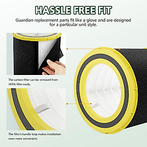 FLT4700 HEPA Filter M Replacement Compatible with G-Guardian AC4700 AC4700BDLX AC4711W AC4625 AC4625WDLX Air Purifier FLT4700 FLT47CB4, 2 H13 True HEPA + 4 Activated Carbon Filter (2+4)
