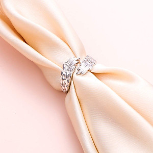 Ladytree Feather Angel Wings Adjustable Sterling Silver Open Thumb Ring for Women Loss of Mom Daughter Loved Ones Mother’s Day Rememberance Sympathy Memory Miscarriage Purity Jewelry Size 7