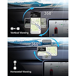 SUPERONE Tesla Phone Mount, Compatible with MagSafe Car Mount for Model 3 & Model Y, [Super Strong Magnet] 360° Rotation for iPhone 15 14 13 Pro/Max MagSafe Case & All Phones, Black