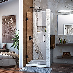 DreamLine Unidoor 23 in. W x 72 in. H Frameless Hinged Shower Door in Satin Black, SHDR-20237210F-09