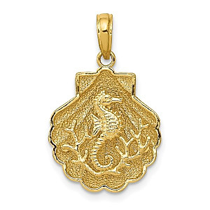 IceCarats 14K Yellow Gold Seahorse Shell Necklace Charm Pendant Only
